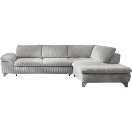 Die PlanBar Ecksofa &raquo;Ottomane MP-IN14007 L-Form, Breite 306 cm&laquo; wahlweise mit Schlaffunktion und verstellbaren Kopfst&uuml;tzen, in Cord grau 100% 