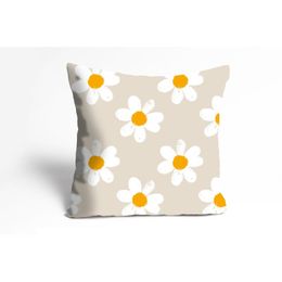 queence Dekokissen &raquo;Levke&laquo; mit G&auml;nsebl&uuml;mchen beige Polyester B/L: 40cm x 40cm, 1 Stk.
