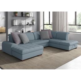 Sit & More sit&more Wohnlandschaft &raquo;Luxor U-Form&laquo; wahlweise mit Schlaffunktion, Bettkasten und Kopfteilverstellung blau Luxus-Microfaser ALTARA NUBUCK (100% 