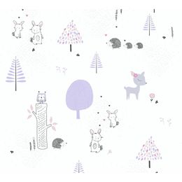 A.S. Cr&eacute;ation Vliestapete &raquo;Little Love&laquo; Motiv abstrakt naturalistisch glatt Kindertapete Tapete Tier Tapeten Kinderzimmer modern Design Wandtapete lila Vlies B/L: 