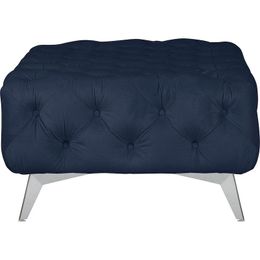 Home Affaire Polsterhocker &raquo;Amaury&laquo; Chesterfield-Optik, Breite 80cm, Fu&szlig;farbe w&auml;hlbar blau Struktur (100% Polyester);Samtoptik (100% Polyester) B/H/T: