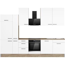 Optifit K&uuml;chenzeile &raquo;Fiona&laquo; Breite 320 cm, mit Hanseatic-E-Ger&auml;ten,in Premium oder Basic wei&szlig; B/H/T: 320cm x 60cm,mit E-Ger&auml;ten, Premium