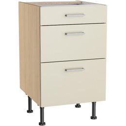 KOCHSTATION Unterschrank &raquo;KS-Lucy&laquo; Breite 50 cm, 1 Schubkasten, 2 Ausz&uuml;gen, Soft-Close, verstellb. F&uuml;&szlig;e Eiche hell, B/H/T: 50cm x 87cm x 58,1cm, 
