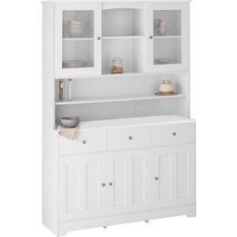 Home Affaire Buffet &raquo;Kate&laquo; Breite 128 cm, mit Glast&uuml;ren und Holzt&uuml;ren, Metallgriffe, H&ouml;he 182 cm wei&szlig; Holzwerkstoff, MDF wei&szlig;, B/H/T: 128cm x 182cm x 