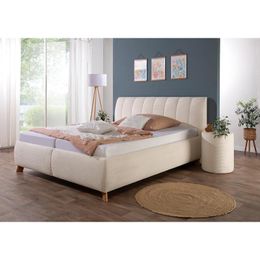 Maintal Polsterbett &raquo;H&uuml;geldorf&laquo; inklusive Bettkasten, in H2, H3 & H4 erh&auml;ltlich, aus Cord-Bezug beige Liegefl&auml;che L&auml;nge B: 200cm x 200cm, H&ouml;he Bett: 102cm 