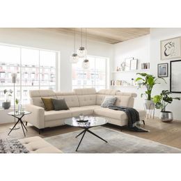 Musterring Ecksofa &raquo;MR 4615&laquo; mit Kopf- und R&uuml;ckenverstellung, Metallfu&szlig; schwarz, Ma&szlig;e 272 x 214 cm beige 100% Polyester B/H/T: 272cm x 84cm x 214cm, Flachgewebe,