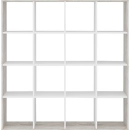 FMD Raumteilerregal &raquo;Mega&laquo; beige Holzwerkstoff B/H/T: 138,5cm x 143cm x 33cm, 16 Stk. offene F&auml;cher