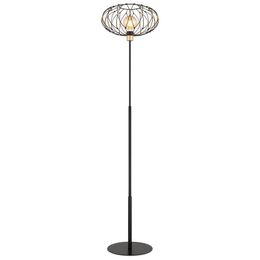Globo LIGHTING Stehlampe &raquo;GREYS&laquo; E27 1 Stk. Stehleuchte Schwarz/Gold, Metallgeflecht, Fu&szlig;tritt, E27 schwarz 1, &Oslash; 40cm H: 162cm, 1 Stk.