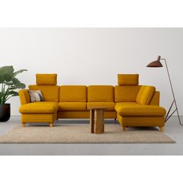 Home Affaire Wohnlandschaft &raquo;Trelleborg U-Form&laquo; optional Schlaffunktion und Bettkasten, inkl. Federkern-Polsterung gelb 100% Polyester B/H/T: 307cm x 