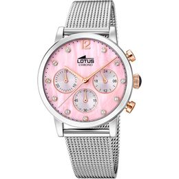 Lotus Damen Chronograph &raquo;Trendy&laquo; Quarzuhr, Armbanduhr, Damenuhr, Edelstahlarmband, analog rosa Einheitsgr&ouml;&szlig;e