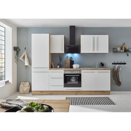 KOCHSTATION K&uuml;chenzeile &raquo;KS-Florida mit 38mm starker Arbeitsplatte&laquo; Breite 270 cm, wahlweise mit E-Ger&auml;ten, Soft-Close-Funktion wei&szlig; B/H/T: 270cm x 