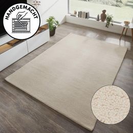 OTTO home Wollteppich &raquo;Gabbo Natur, Handgefertigt, Teppich, reine Wolle, meliert&laquo; rechteckig 14 mm H&ouml;he reine Wolle, Uni, Wohnzimmer, Schlafzimmer, 