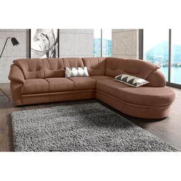 Sit & More sit&more Ecksofa &raquo;Savona&laquo; wahlweise mit Schlaffunktion braun NaturLEDER (echtes Rindsleder) in Sitz und R&uuml;cken. Korpus in passendem Kunstleder SOFTLUX