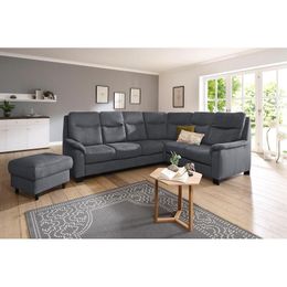OTTO home Ecksofa &raquo;Boccaccio L-Form&laquo; mit Federkern, incl. Kopfteilverstellung, wahlweise Schlaffunktion grau Struktur weich (90% Polyester / 10% 