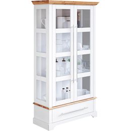 OTTO home Vitrine &raquo;Melissa&laquo; H&ouml;he 169 cm, Breite 94 cm, 2-t&uuml;rig, Kiefer massiv, FSC gelb Massivholz B/H/T: 94cm x 169cm x 39cm, Schubladen: 1 Stk. 