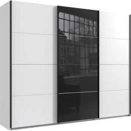 wimex Schwebet&uuml;renschrank &raquo;Norderstedt&laquo; INKLUSIVE 2 Stoffboxen und 2 zus&auml;tzliche Einlegeb&ouml;den, mit Glast&uuml;r wei&szlig; Holzwerkstoff Wei&szlig;, B/H/T: 270cm x 236cm x 