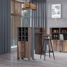 FORTE Barschrank &raquo;Clif&laquo; Breite ca. 151 cm grau Holzwerkstoff Old Wood Vintage/ Betonoptik Dunkel Grau, B/H/T: 151,5cm x 118,3cm x 47,4cm, T&uuml;ren: 1 Stk