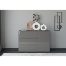 set one by Musterring Sideboard &raquo;Reno&laquo; 1 Stk. tlg. Mit Gleitern und in verschiedenen Farben erh&auml;ltlich grau Glas, Holzwerkstoff B/H/T: 137cm x 94cm x 