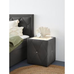 Home Affaire Nachttisch &raquo;Alfie&laquo; mit Beleuchtung und Bezug aus Samtverlours grau B/H/T: 50cm x 53cm x 50cm, Strasssteine