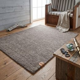 Sansibar Wollteppich &raquo;List, Handwebteppich&laquo; rechteckig 13 mm H&ouml;he reine Wolle, meliert, handgewebt, Wohnzimmer grau Schurwolle B : 140cm 1 Stk., 13mm, L: 200cm
