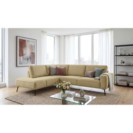 OTTO home Ecksofa &raquo;Vosby&laquo; 260 cm, Chenille, mit dekorativer Kedernaht, Wellenunterfederung gold 90% polyester, 10% nylon B/H/T: 260cm x 85cm x 208cm, 