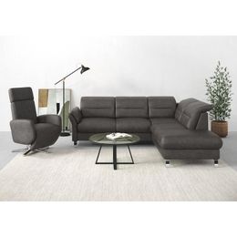 Sit & More sit&more Ecksofa &raquo;Grenoble L-Form mit Federkern&laquo; wahlweise mit Schlaffunktion, Bettkasten, Arm- und Kopfteilverstellung grau B/H/T: 247cm x 85cm x 