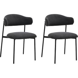 ByLiving Esszimmerstuhl &raquo;Jersey (2er-Set)&laquo; (Set) Gestell Metall schwarz, K&uuml;chenstuhl, Webstoffbezug, diverse Farben grau B/H/T: 58cm x 78cm x 54,5cm, 