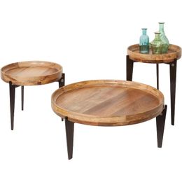 Sit Beistelltisch &raquo;&Oslash; 46 cm Mangoholz mit Tablettfunktion & Metallgestell&laquo; Abnehmbare Tischplatte auch als praktisches Tablett nutzbar gelb B/H/T: 46cm