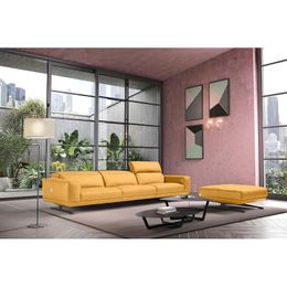 Egoitaliano 3-Sitzer &raquo;Gloria, super bequem, hochwertige Verarbeitung, edles Design, Megasofa&laquo; beidseitig verstellbare R&uuml;ckenelemente, mit Designmetallf&uuml;&szlig;en gelb 