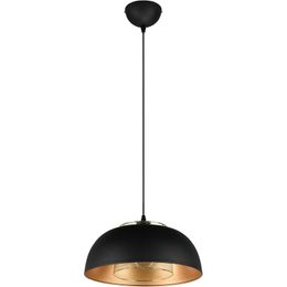 REALITY LEUCHTEN Pendelleuchte &raquo;Punch&laquo; E27 1 Stk. warmwei&szlig; - kaltwei&szlig; Industrie-Look mit Doppelschirm schwarz-gold, exkl 1xE27 max 40W schwarz 1, &Oslash; 
