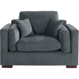 Home Affaire Loveseat &raquo;Fresh Pond Sessel&laquo; weicher Sitzkomfort, incl. Zierkissen, B/T/H: 140/96/95 cm blau 100% Polyester Samtstruktur, B/H/T: 140cm x 