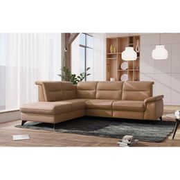 Sit & More sit&more Ecksofa &raquo;Astoria L-Form&laquo; wahlweise mit motorischer Relaxfunktion braun 100% Polyester B/H/T: 256cm x 91cm x 225cm, Luxus-Microfaser ALTARA 