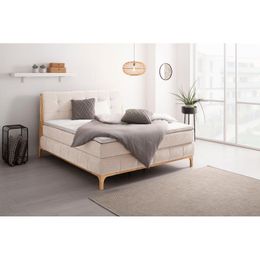 OTTO home Boxspringbett &raquo;Jelle&laquo; 5 Stk. tlg. zertifizierte, recycelte Bezugsstoffe, verschiedene Ausf&uuml;hrungen beige Polyester Struktur (recyceltes 