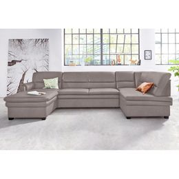 Sit & More sit&more Wohnlandschaft &raquo;Pisa U-Form&laquo; mit Federkern, wahlweise mit Schlaffunktion grau Flachgewebe (100% Polyester);Luxus-Microfaser1 (100% Polyester)