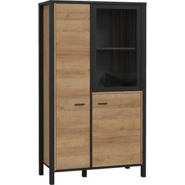 FORTE Vitrine &raquo;High Rock&laquo; H&ouml;he ca. 152 cm schwarz Dekorfolie, FSC -zertifizierter Holzwerkstoff Schwarz/ Riviera Eiche, B/H/T: 86,3cm x 152,3cm x 