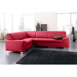 DOMO collection Ecksofa &raquo;Alisson, zeitlose Optik, flache Armlehnen, L-Form&laquo; fester Sitzkomfort, wahlweise mit Bettfunktion rot Microfaser aus 100% 
