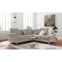 Sit & More sit&more Ecksofa &raquo;Darwin L-Form&laquo; inklusive Federkern, wahlweise mit Kopfteilverstellung, Schlaffunktion grau B/H/T: 249cm x 221cm, Luxus-Microfaser 