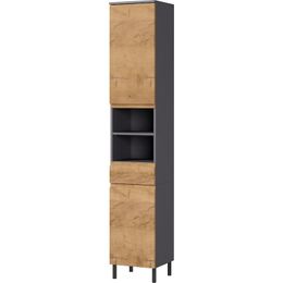 Germania Hochschrank &raquo;Scantic&laquo; 1 Stk. tlg. mit griffloser Optik grau Holzwerkstoff, MDF Graphit, B/H/T: 34cm x 190cm x 34cm, Schubladen: 1 Stk. T&uuml;ren: