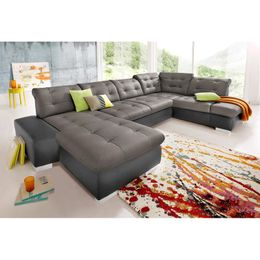 Sit & More sit&more Wohnlandschaft &raquo;Palomino U-Form&laquo; wahlweise in XL oder XXL grau NaturLEDER (echtes Rindsleder) in Sitz und R&uuml;cken. Korpus mit Kunstleder 