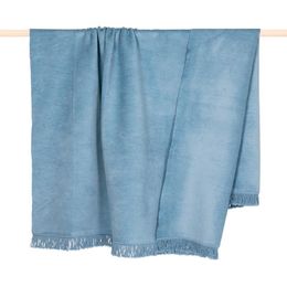Pad Wohndecke &raquo;SYDNEY1&laquo; Bestseller mit Fransen-Design und gro&szlig;er Farbvielfalt blau Mischgewebe B/L: 150cm x 200cm