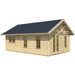 Skan Holz Gartenhaus &raquo;Bern 4&laquo; mit 2. Schalung beige Holzwerkstoff Fu&szlig;boden im Gartenhaus
