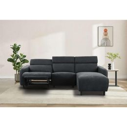 OTTO home Ecksofa &raquo;SKAANE Struktur, L-Form, 274 cm, manuelle/elektrische Relaxfunktion,&laquo; rundes Design, Kopfteilverstellung, Federkernpolsterung grau 