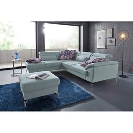 Sit & More sit&more Ecksofa &raquo;Percy L-Form&laquo; 12 cm Fu&szlig;h&ouml;he, Sitztiefenverstellung, wahlweise in 2 Fu&szlig;farben blau B/H/T: 270cm x 77cm x 235cm, Feinstruktur, 