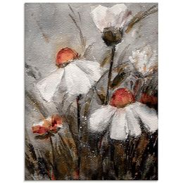Artland Glasbild &raquo;Margeriten I&laquo; Blumen 1 Stk. tlg. in verschiedenen Gr&ouml;&szlig;en grau B/H/T: 45cm x 60cm, Glasbild Blumen Hochformat, 1 Stk.