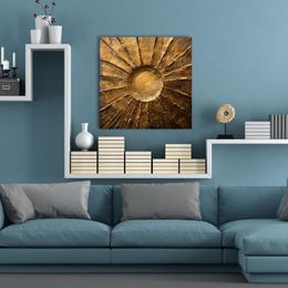 queence Acrylglasbild &raquo;Goldene Sonne&laquo; Abstrakt Abstrakte Formen Gem&auml;lde Kunst Sonnenaufgang 1 Stk. tlg. HD Premium Kunstdruck in Galeriequalit&auml;t 