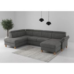 OTTO home Wohnlandschaft &raquo;Glendale, U-Form&laquo; inkl. Kopfteilverstellung, wahlweise mit Vorziehsitz und Bettkasten grau 90% Polyester, 10% Polyamid B/H/T
