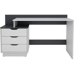 ByLiving Schreibtisch &raquo;Bern, moderner Computertisch&laquo; mit viel Stauraum, Breite 138cm, rechts oder links montierbar grau B/H/T: 112,2cm x 83,5cm x 50cm