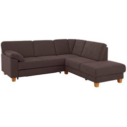 Home Affaire Ecksofa &raquo;Belfort L-Form&laquo; mit Federkern, wahlweise mit Schlaffunktion und Stauraum braun Struktur fein ( 100% Polyester);Luxus-Microfaser 