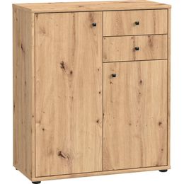 FORTE Kommode &raquo;Tempra, Kommode, 2 T&uuml;ren, 2 Schubk&auml;sten, viel Stauraum&laquo; Breite 73,7 cm braun B/H/T: 73,7cm x 85,5cm x 34,8cm, 2 Stk., 2 Stk.
