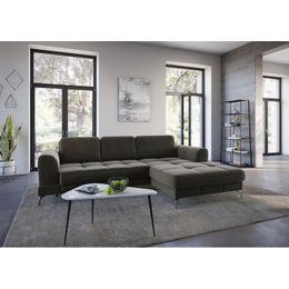 Sit & More sit&more Ecksofa &raquo;Bendigo L-Form&laquo; inklusive Sitztiefenverstellung, Bodenfreiheit 12 cm, in 2 Fu&szlig;farben grau B/H/T: 284cm x 84cm x 175cm, Samtoptik,